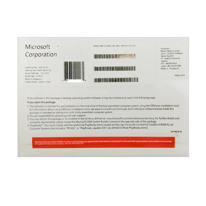 Jual Microsoft Windows 10 Home 64 bit Software [OEM] di Seller Istana ...
