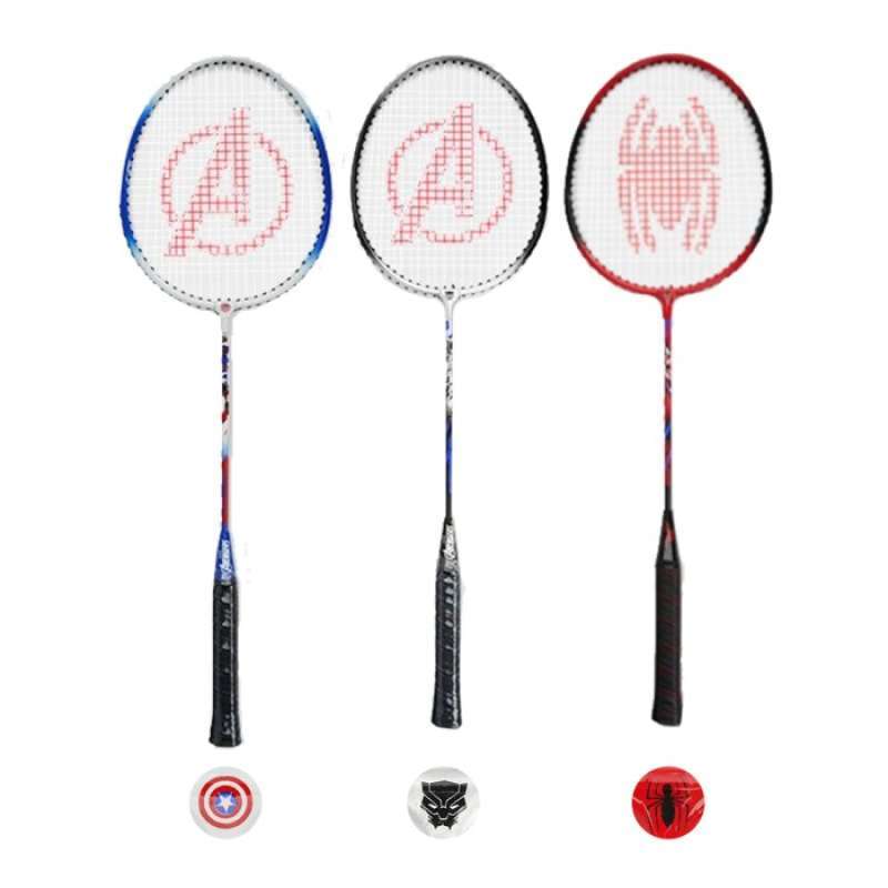 Jual Set Raket Bulu Tangkis Marvel Edition Badminton Racket - Merah di ...