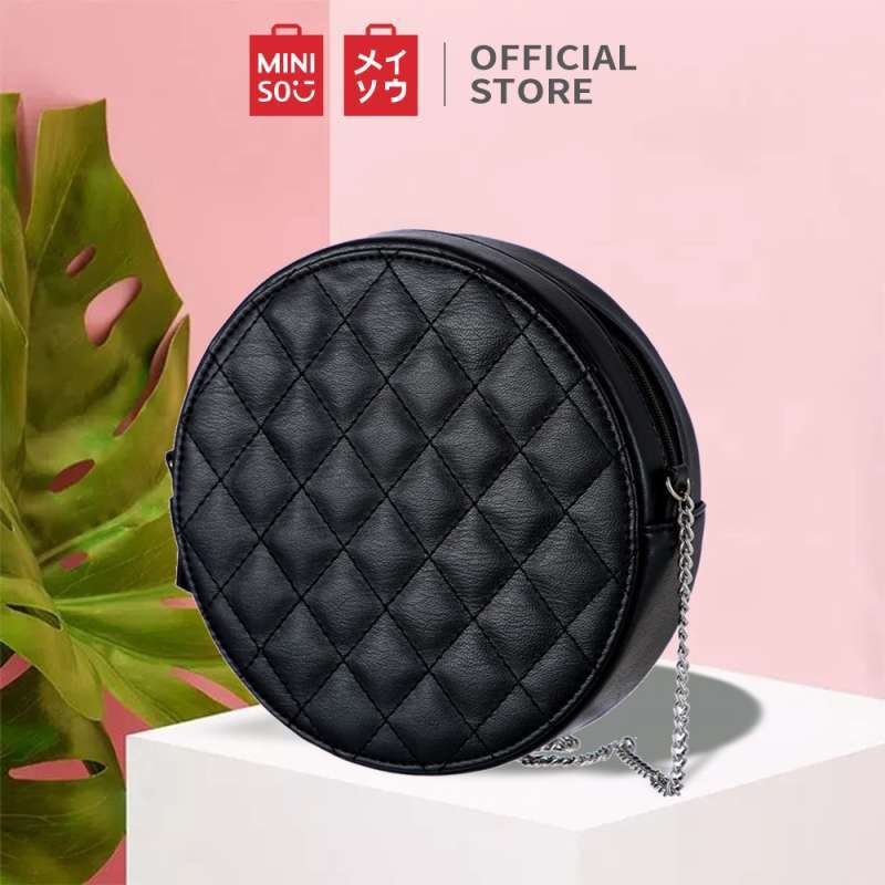 Jual Miniso official Tas rantai sling bag Pu mini diamond round cake ...
