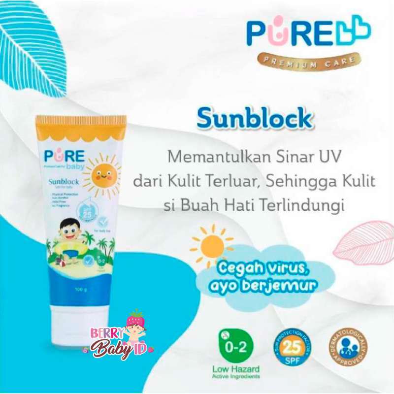 Jual Purebb Sunblock Spf 25 Bayi Dan Anak 100 Gram Krim Sunscreen Pure ...
