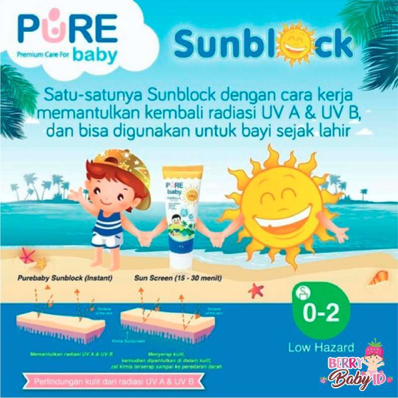 Jual Purebb Sunblock Spf 25 Bayi Dan Anak 100 Gram Krim Sunscreen Pure ...