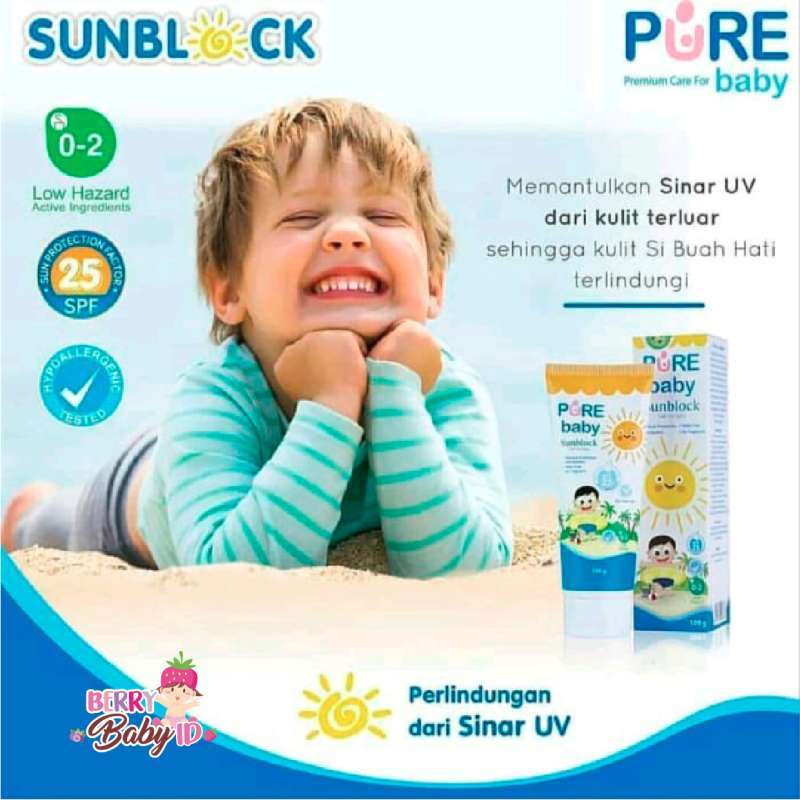 Jual Purebb Sunblock Spf 25 Bayi Dan Anak 100 Gram Krim Sunscreen Pure ...
