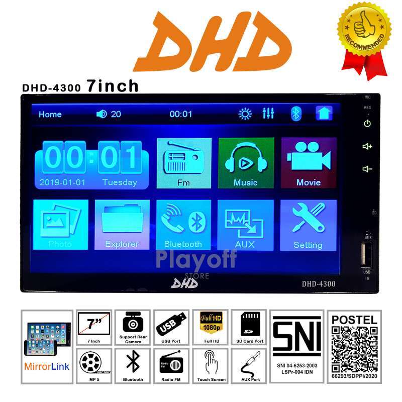 Jual Head Unit Double Din Body Pendek Mp5 7 Inch Mirrorlink Dhd-4300 ...