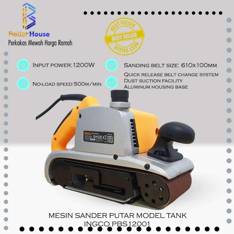 Jual Mesin Amplas Sander Putar Model Tank Belt Sander INGCO PBS12001 ...