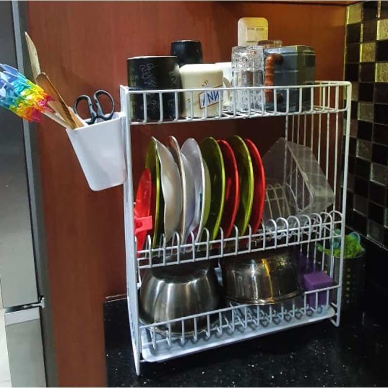 Jual Rak piring 3 susun besi modelline + tatakan dan tempat sendok di ...