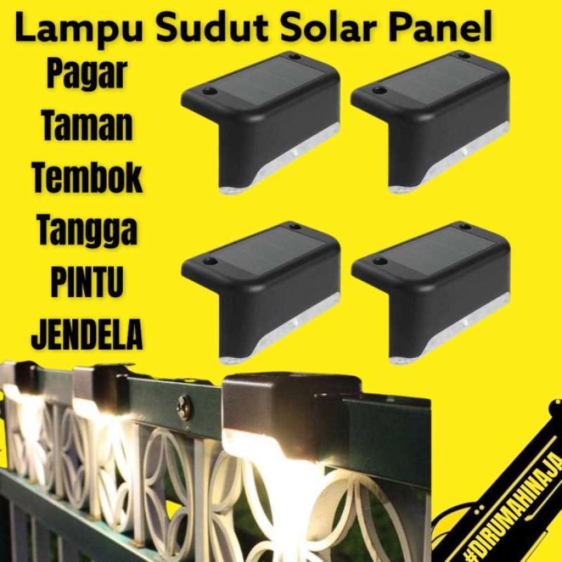 Promo Lampu Pagar Tangga Tembok Sudut Solar Panel Otomatis Waterproof 4 ...