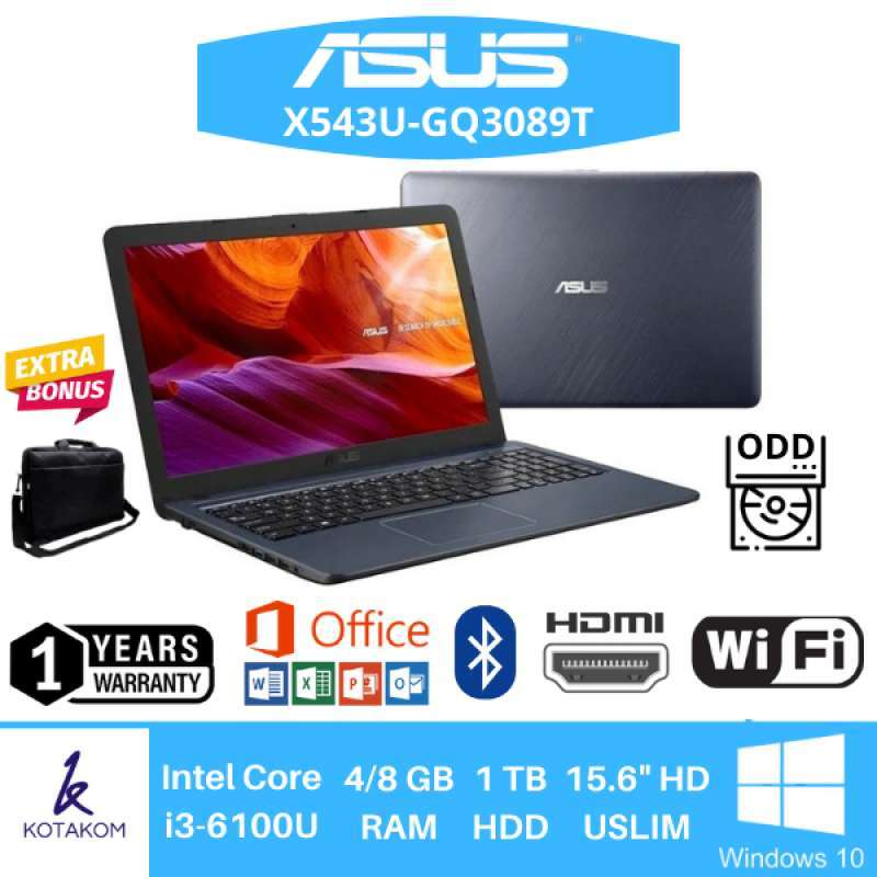 Jual ASUS X543U-GQ3089T (Intel Core i3-6100U - 4GB/8GB - 1TB - WINDOWS ...