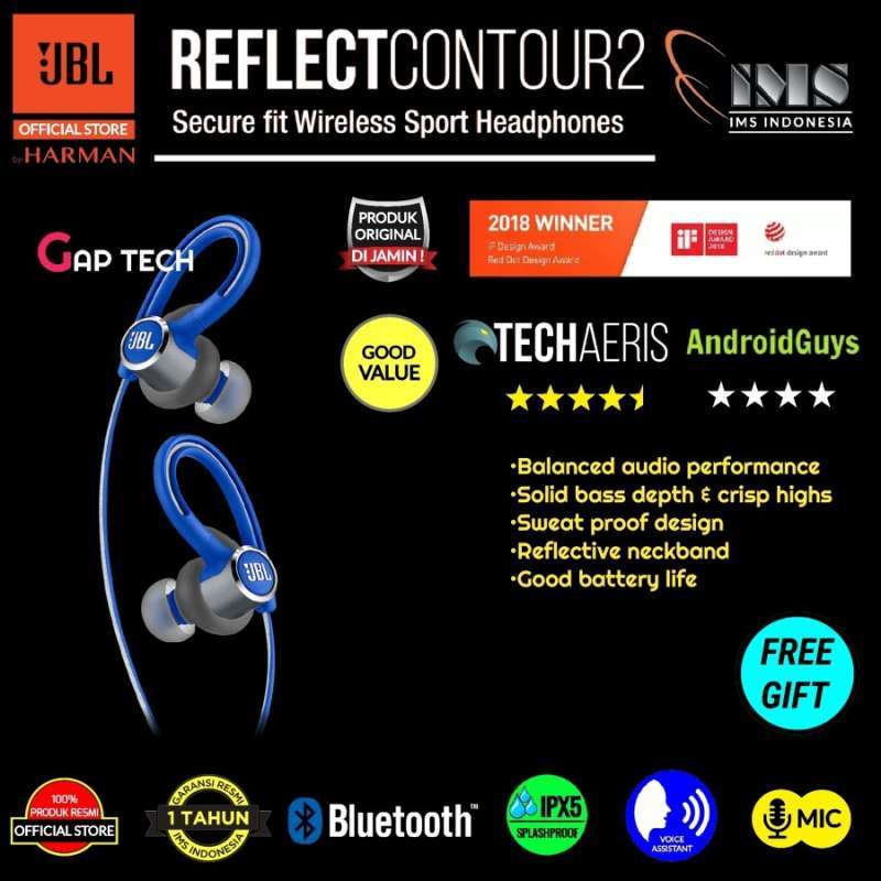 Jual JBL Reflect Contour 2 In-Ear Wireless Sport Headphones Original ...