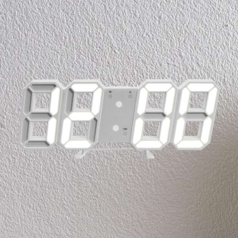 Jual LED digital clock wall clock-white shell white characters di ...