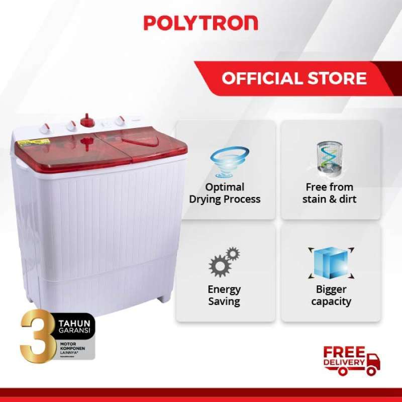 Promo Mesin cuci POLYTRON Primadona Samba 2 tabung 7,5Kg PWM 751R ...