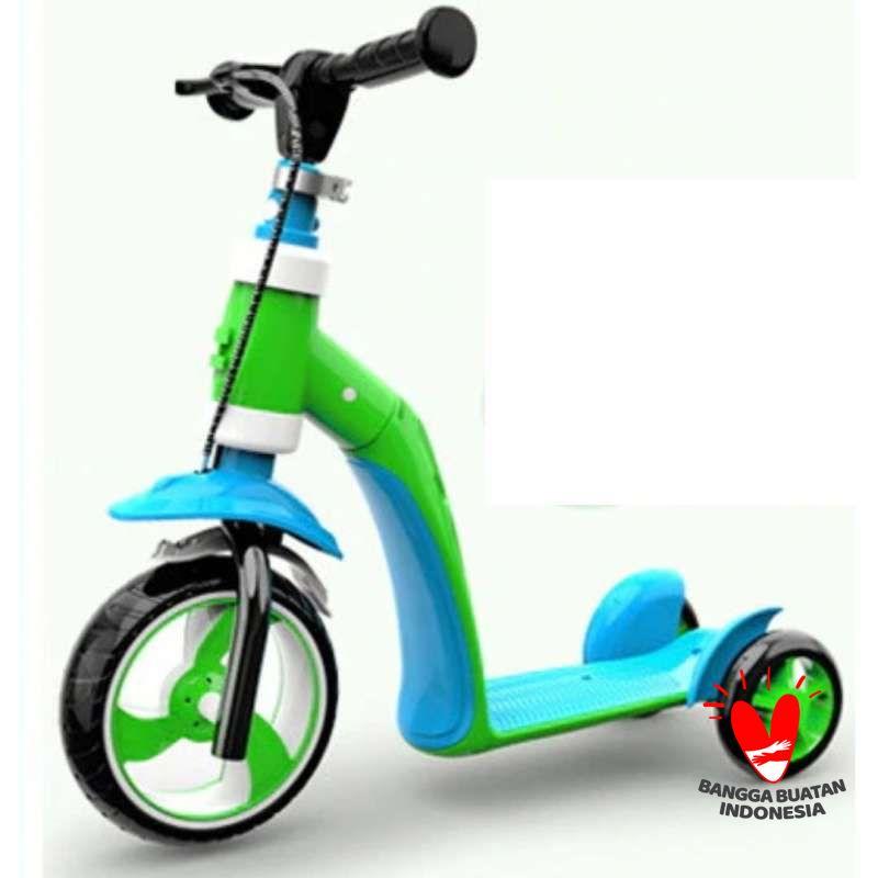 Jual Skuter Anak Roda Tiga Scooter Anak 2 in 1 Multifungsi Warna Hijau ...