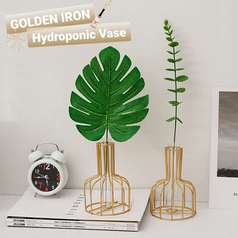 Jual Golden Iron Hydroponic Vase Pot Bunga Hidroponik Emas Besi Botol ...