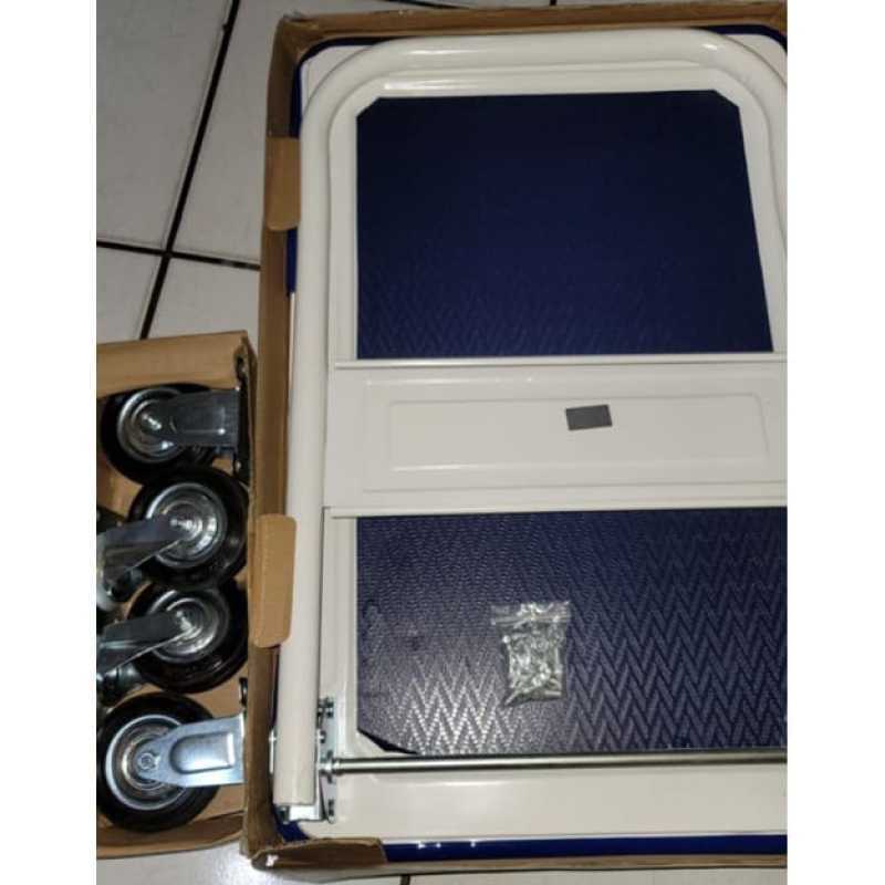 Jual gerobak besi hand truck trolley barang trolley lipat biru 150-300 ...