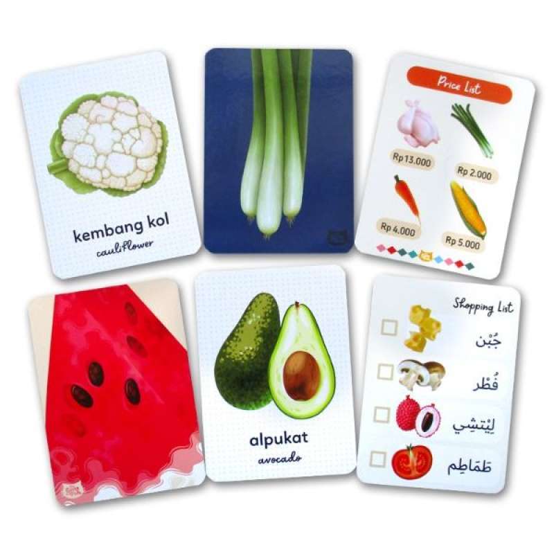 Jual Flash Card Kartu Seru Main Buah Sayur & Makanan (wipe-clean Bisa ...