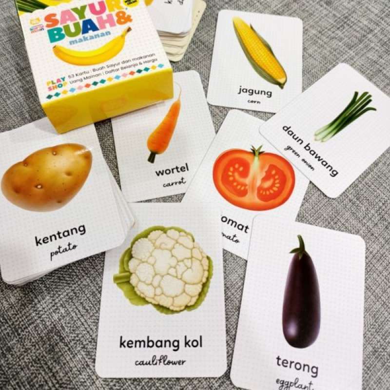 Jual Flash Card Kartu Seru Main Buah Sayur & Makanan (wipe-clean Bisa ...