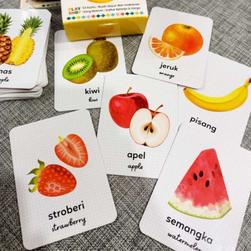 Jual Flash Card Kartu Seru Main Buah Sayur & Makanan (wipe-clean Bisa ...