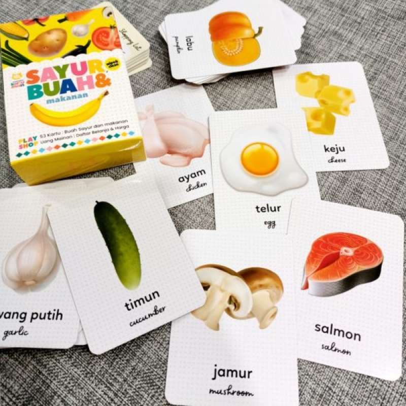 Jual Flash Card Kartu Seru Main Buah Sayur & Makanan (wipe-clean Bisa ...