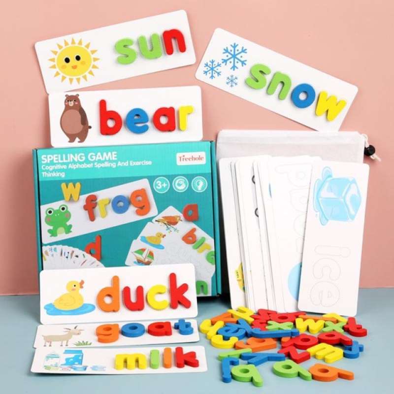 Jual Alphabet spelling time game - belajar mengenal huruf - wooden toys ...