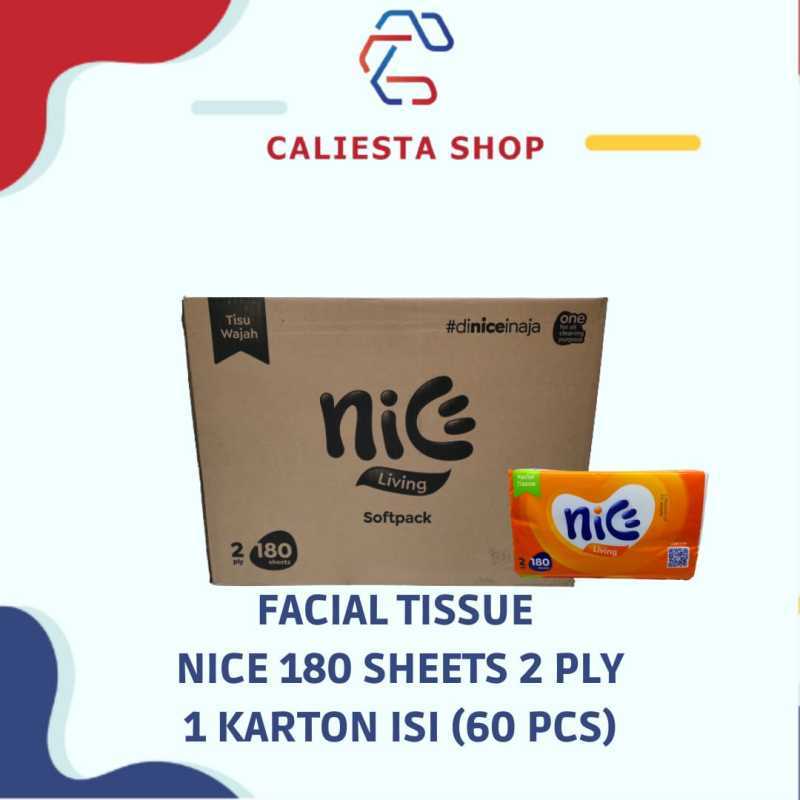 Promo Nice Facial Tissue Soft Pack 180 Sheets - 2 Ply [60 Pcs/ 1 Karton ...