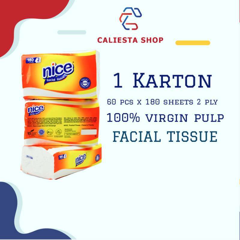 Promo Nice Facial Tissue Soft Pack 180 Sheets - 2 Ply [60 Pcs/ 1 Karton ...