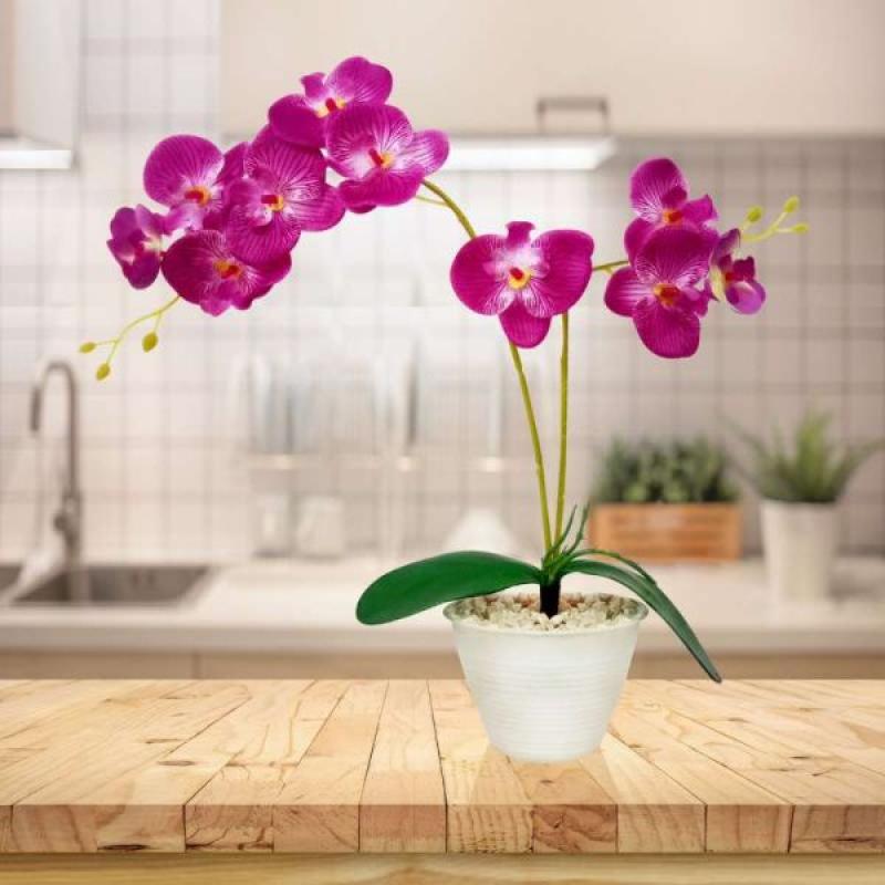 Jual GUNINCO RANGKAIAN BUNGA ANGGREK DAUN BULAN imitasi plastik Tanaman ...