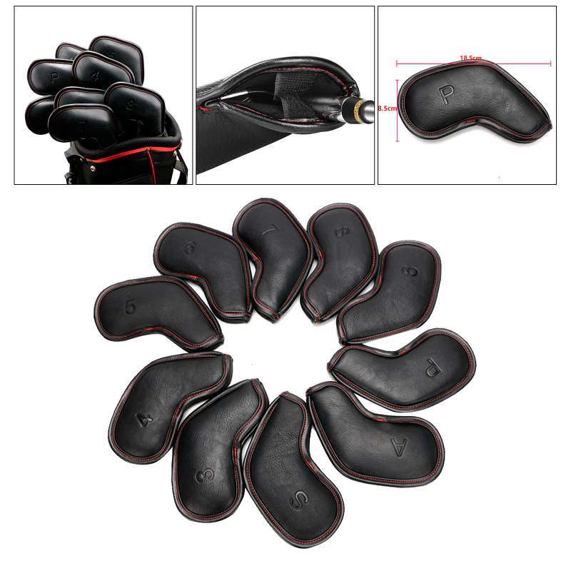 Jual 10x Soft Leather Golf Iron Head Covers Fits Right or Left Handed ...
