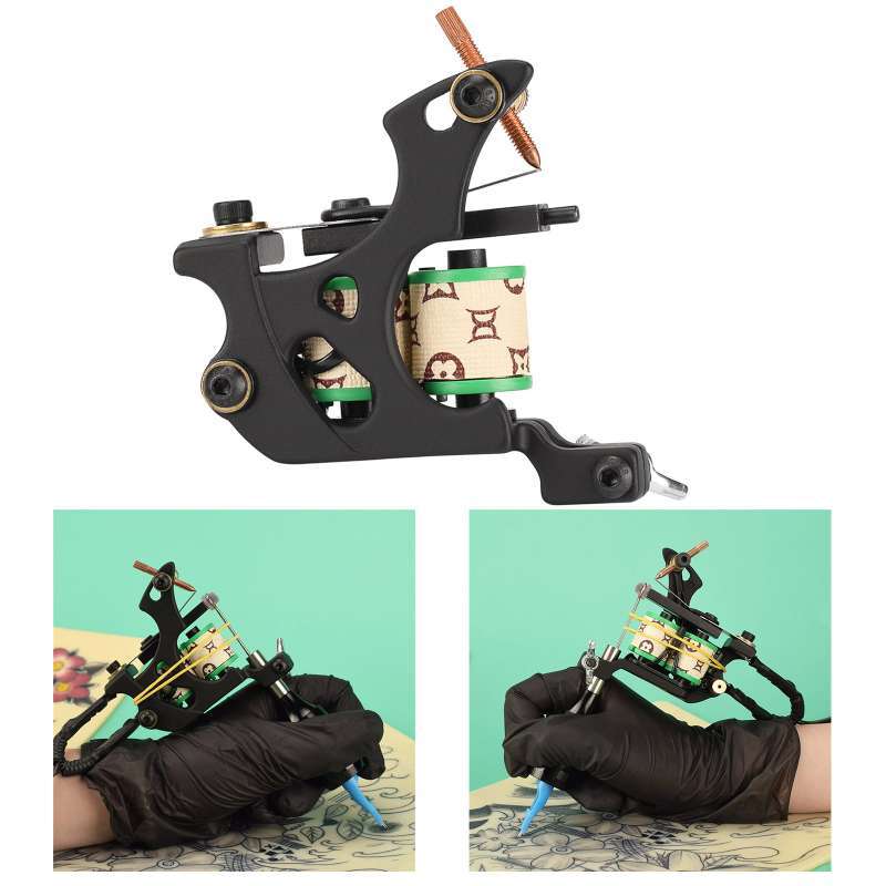 Promo Tattoo Coil Machine Gun 8 Wraps Liner Shader Cast Iron Frame High ...