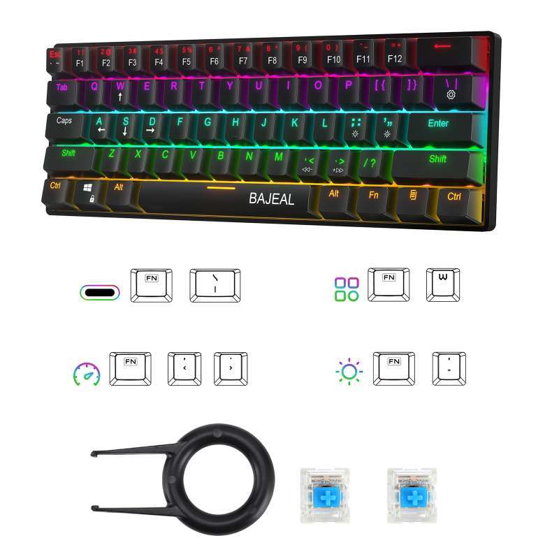 Promo Green Axis Mechanical Gaming Keyboard 61 Keys RGB LED 61 key ...