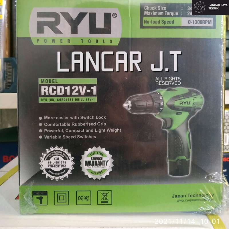 Jual Mesin Bor Cordless Ryu Rcd12v-1 / Mesin Bor Baterai Ryu Rcd 12v-1 ...