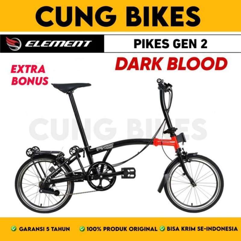 Jual Sepeda Lipat 16 Inch Trifold Bike ELEMENT PIKES GEN 2 Dark Blood ...