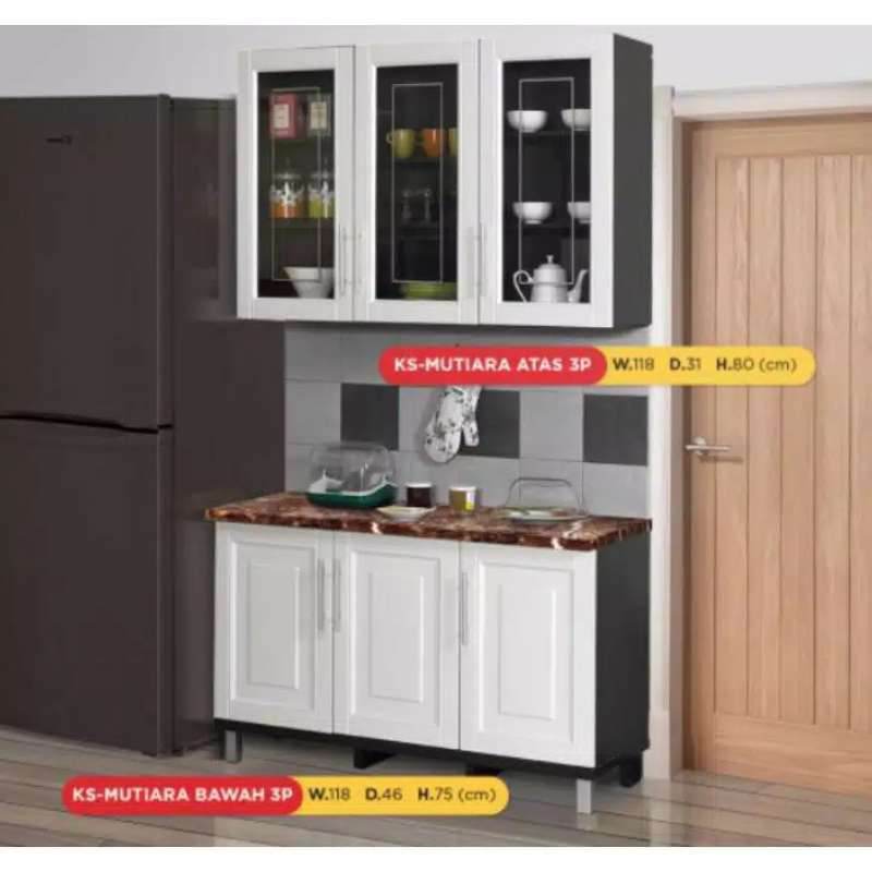Jual Kitchen Set Lemari Dapur Rak 3 Pintu Set Atas Kaca di Seller Offo ...