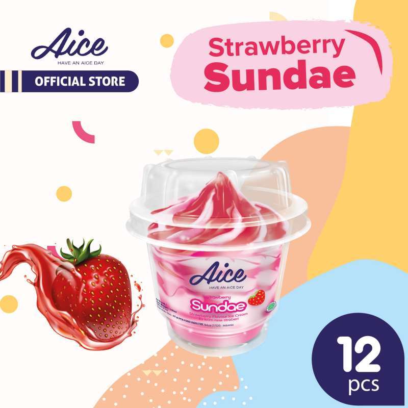 Jual Aice Ice Cream Sundae Cup [12 Pcs] - Strawberry Di Seller Aice Ice ...