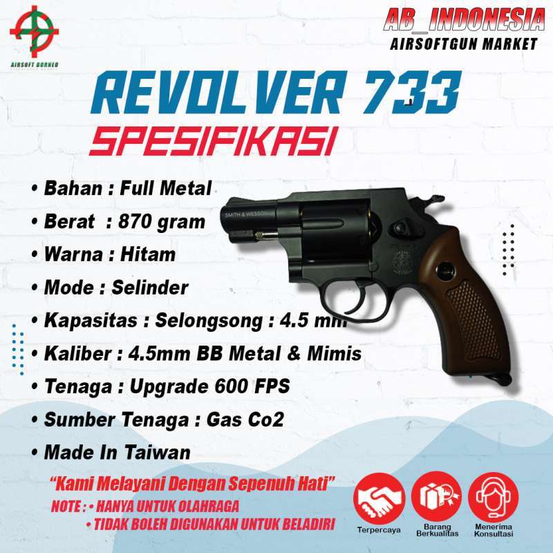 Jual Revolver 733 Wingun Hitam Free Gas 5 Botol Dan Gotri 300 Butir Di ...