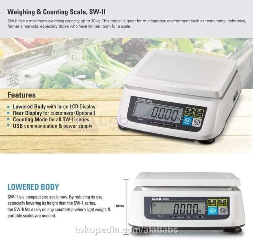 Jual Timbangan Digital Counting Scale kap 15 kg (double display) -CAS|SW II di Seller Lab Store ...
