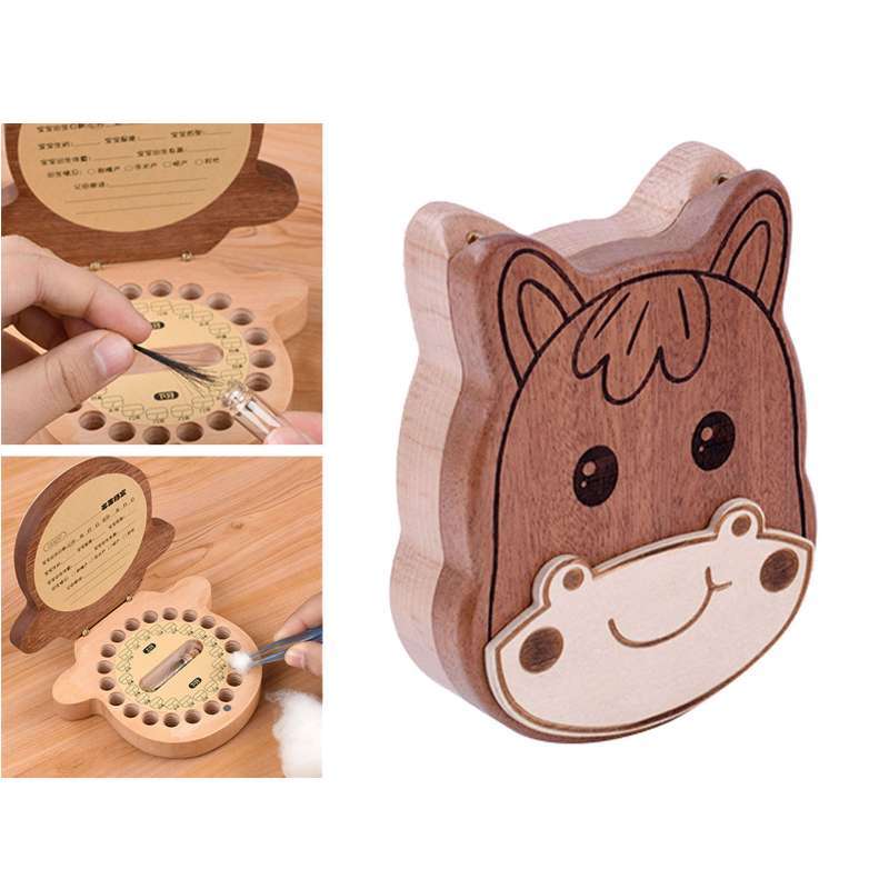 Promo Wooden Milk Teeth Save Box Memory Container for Baby Teeth & Hair ...