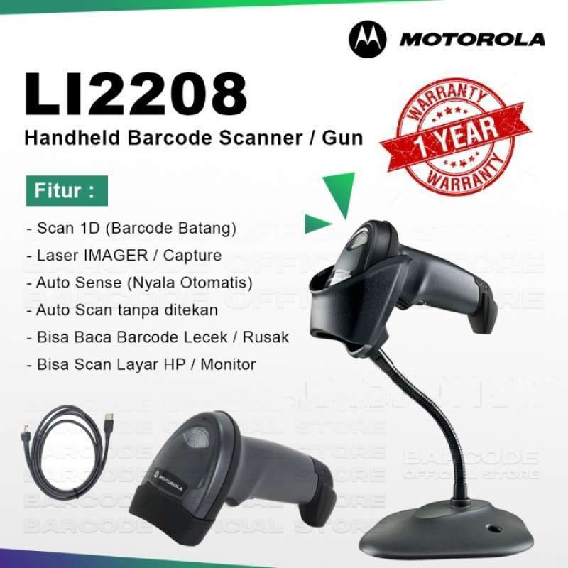 Jual Scanner Barcode Linear Imager Symbol Li-2208 1d ( Usb ) Di Seller ...