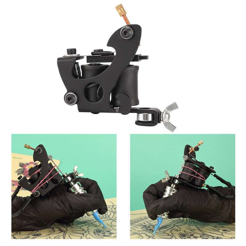 Promo Tattoo Coil Machine Gun 8 Wraps Liner Shader Cast Iron Frame High ...