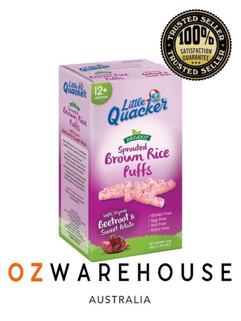 Jual Little Quacker Snack bayi Australia Brown Sprouted Rice Puffs (20g ...