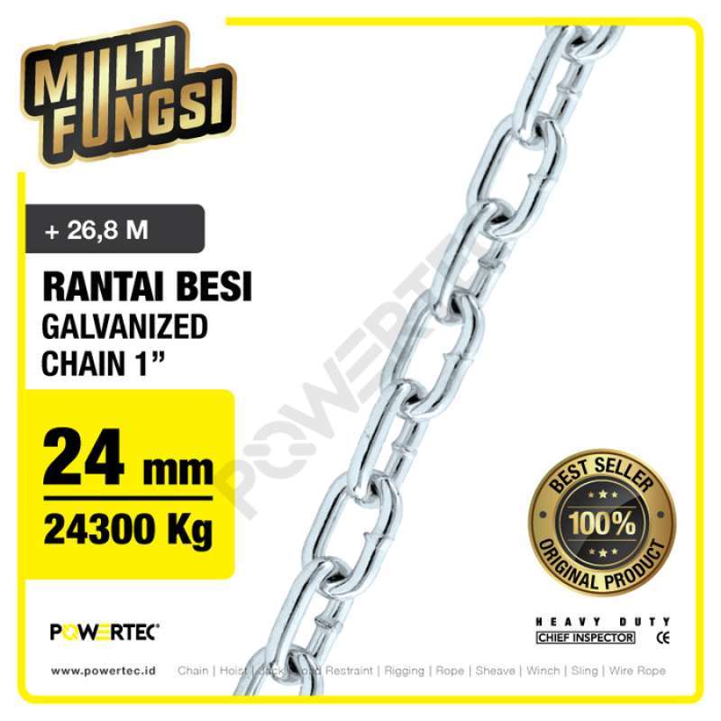 Jual Rantai Besi Galvanis 1 - 24mm Galvanized Chain POWERTEC - Karung ...