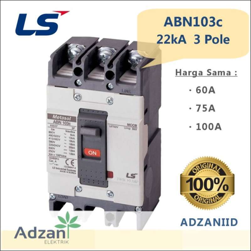 Jual MCCB 3P 75A 22kA ABN103c LS Metasol LSis - Multicolor Multicolor di Seller Unggul Kaya Raya ...
