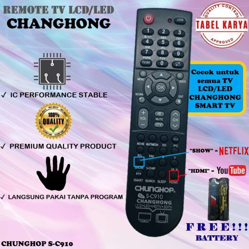 Promo REMOTE REMOT TV LCD LED CHANGHONG ANDROID SMART TV NETFLIX MULTI ...