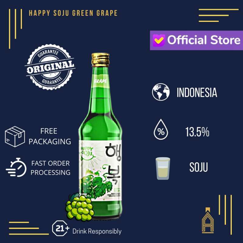 Promo ORIGINAL ASLI Happy Soju Rasa Buah Green Grape Anggur Hijau Korea ...