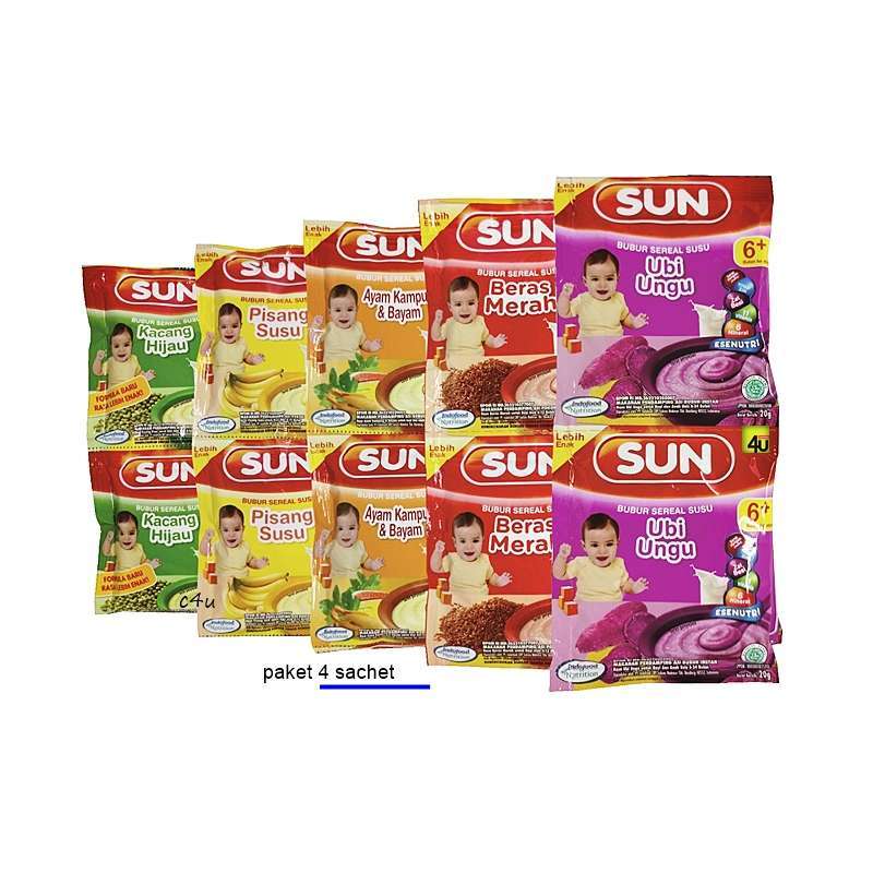 Promo Sun - Bubur Susu Sereal - Paket 4 Sachet - Ubi Ungu Diskon 7% Di ...