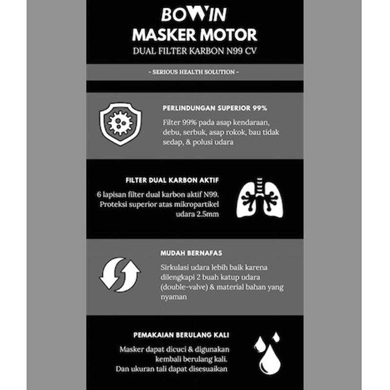 Promo Bowin Masker N99 Cv (masker Kesehatan / Masker Motor / Masker ...