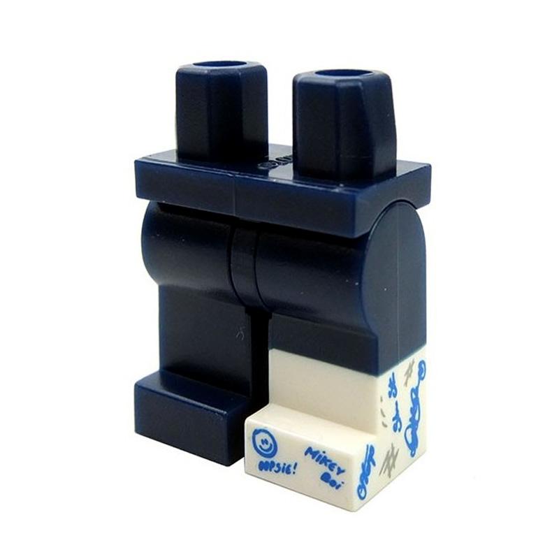 Jual Lego Part Legs with White Cast with Blue and Black Writing on Left ...