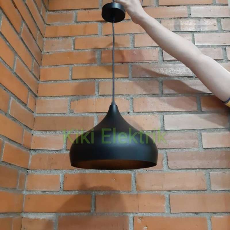 Promo Kap Lampu Gantung Modern Minimalis Model Bawang 23 cm / Black + Gold / Kiki Elektrik ...