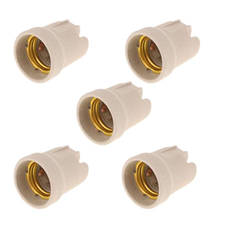 Promo 5X E27 Screw Base Ceramic Lamp Holder Electric Light Socket Lamp ...