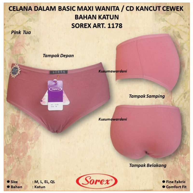 Promo Sorex 1178 Cd Celana Dalam Basic Maxi Wanita Perempuan Bahan Katun Fine Fabric - L Maroon ...