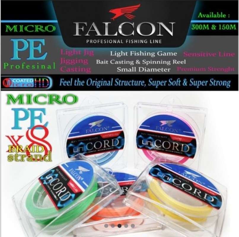Jual Senar PE X8 Falcon Uni Cord 400M micro PE single color fluorecent di Seller FISHING 99 ...