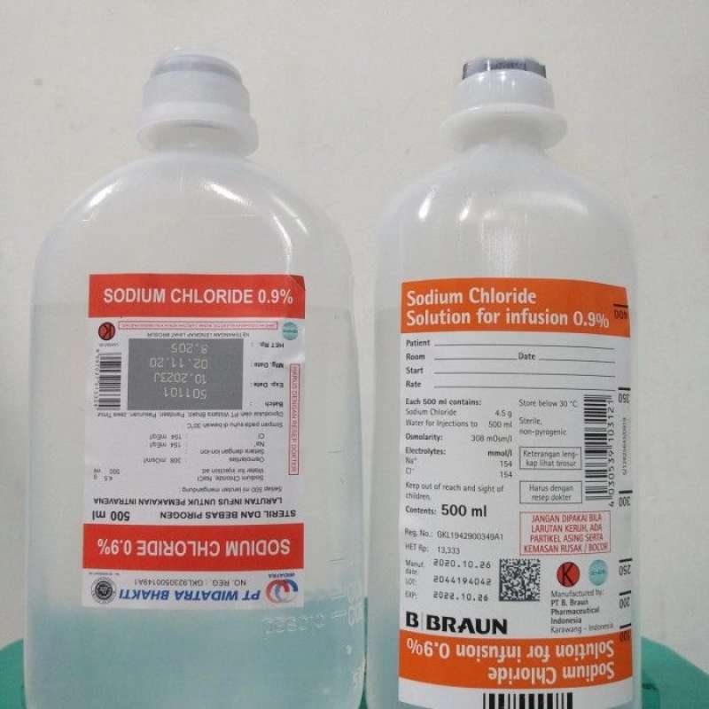 Jual NACL 0.9% 500ML / CAIRAN NATRIUM CHLORIDA 0,9% KOMPRES / CAIRAN INFUS wida otsu bbraun di ...